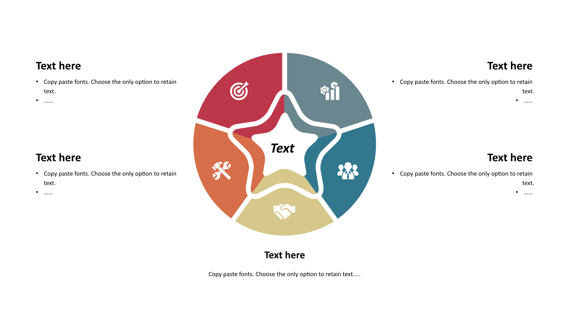 多色圆形扁平5项PPT循环-iSlide