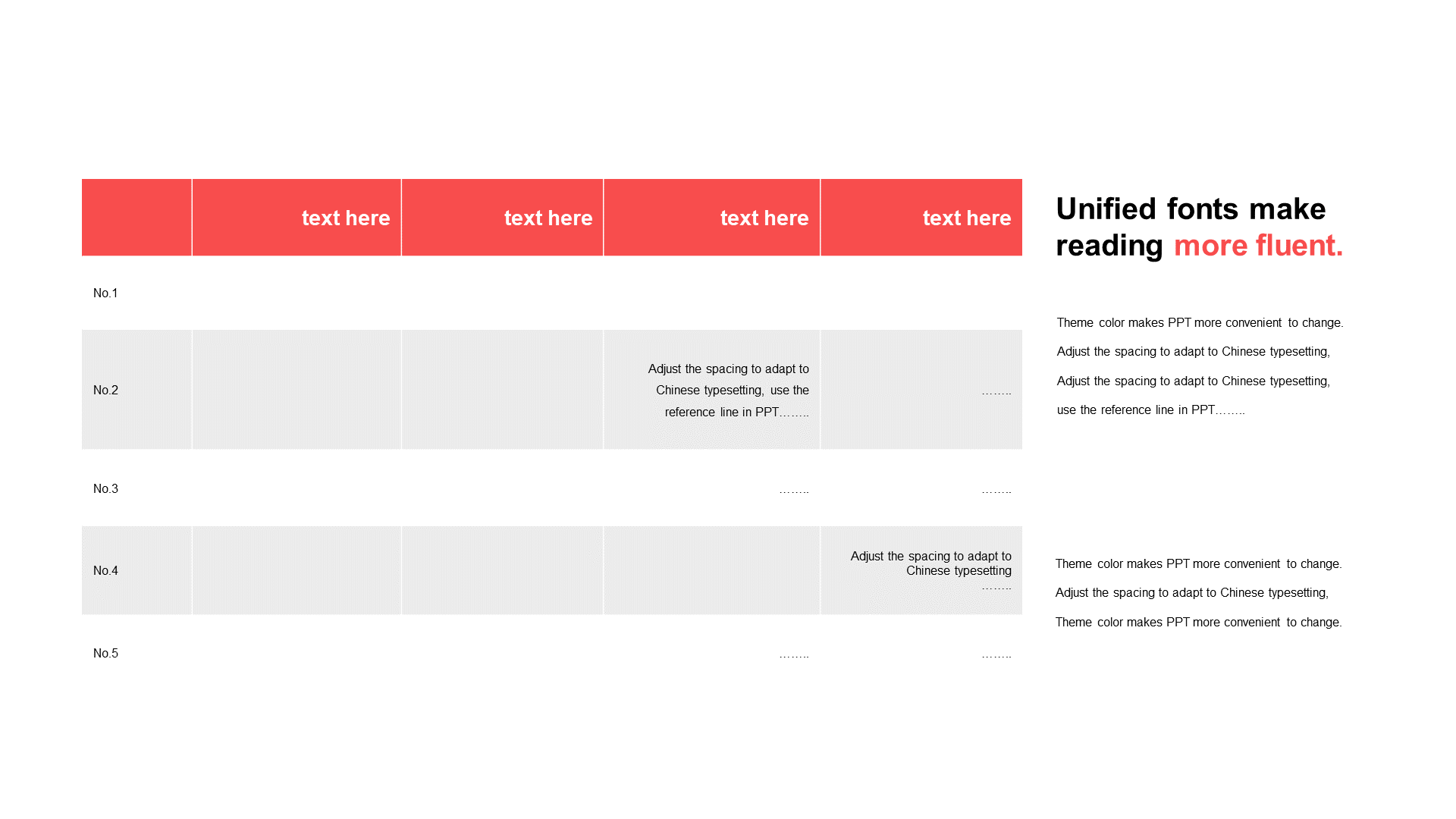 红色扁平PPT表格-iSlide