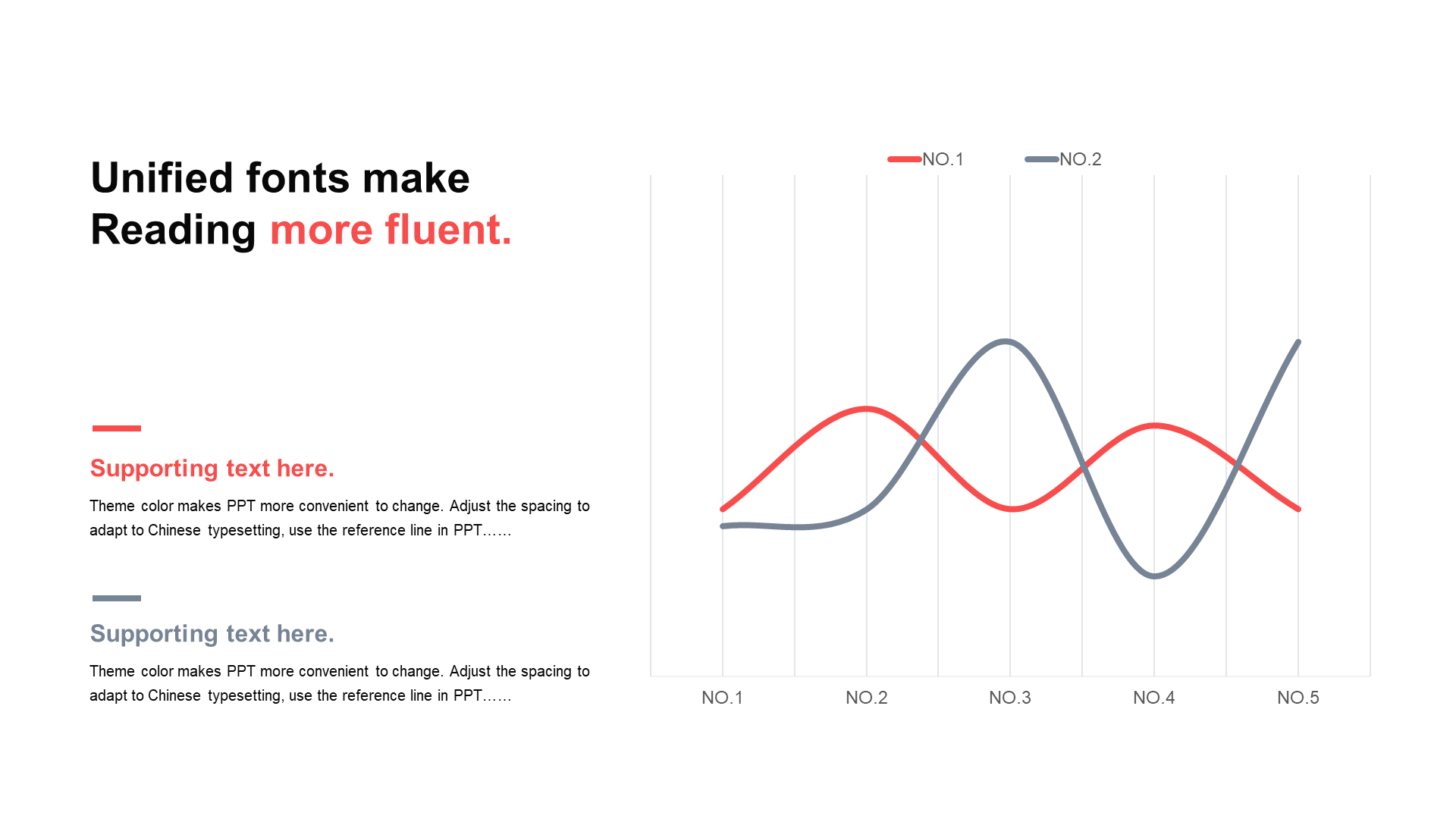 单色扁平PPT折线图-iSlide