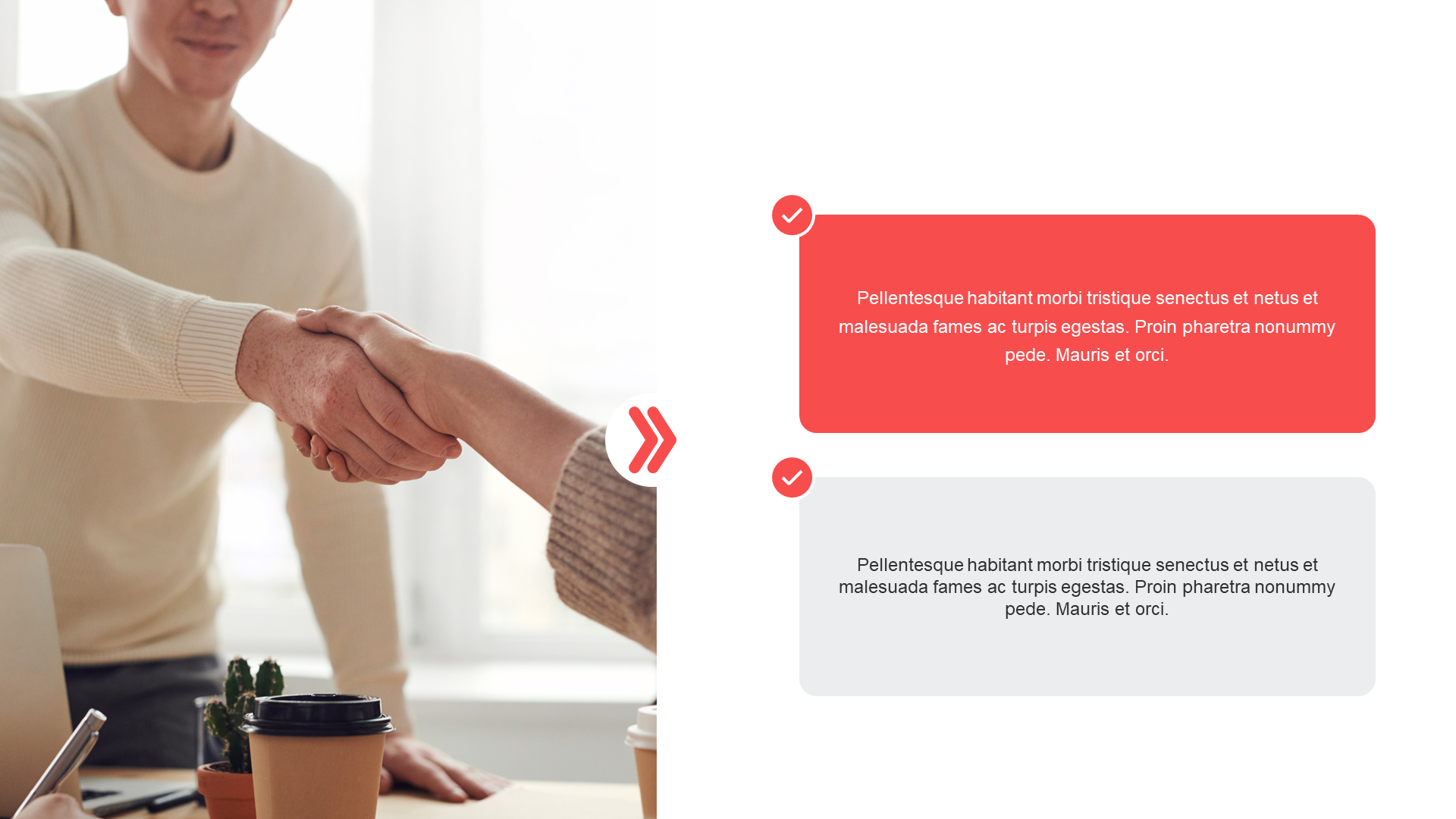 单色扁平2项PPT列表-iSlide