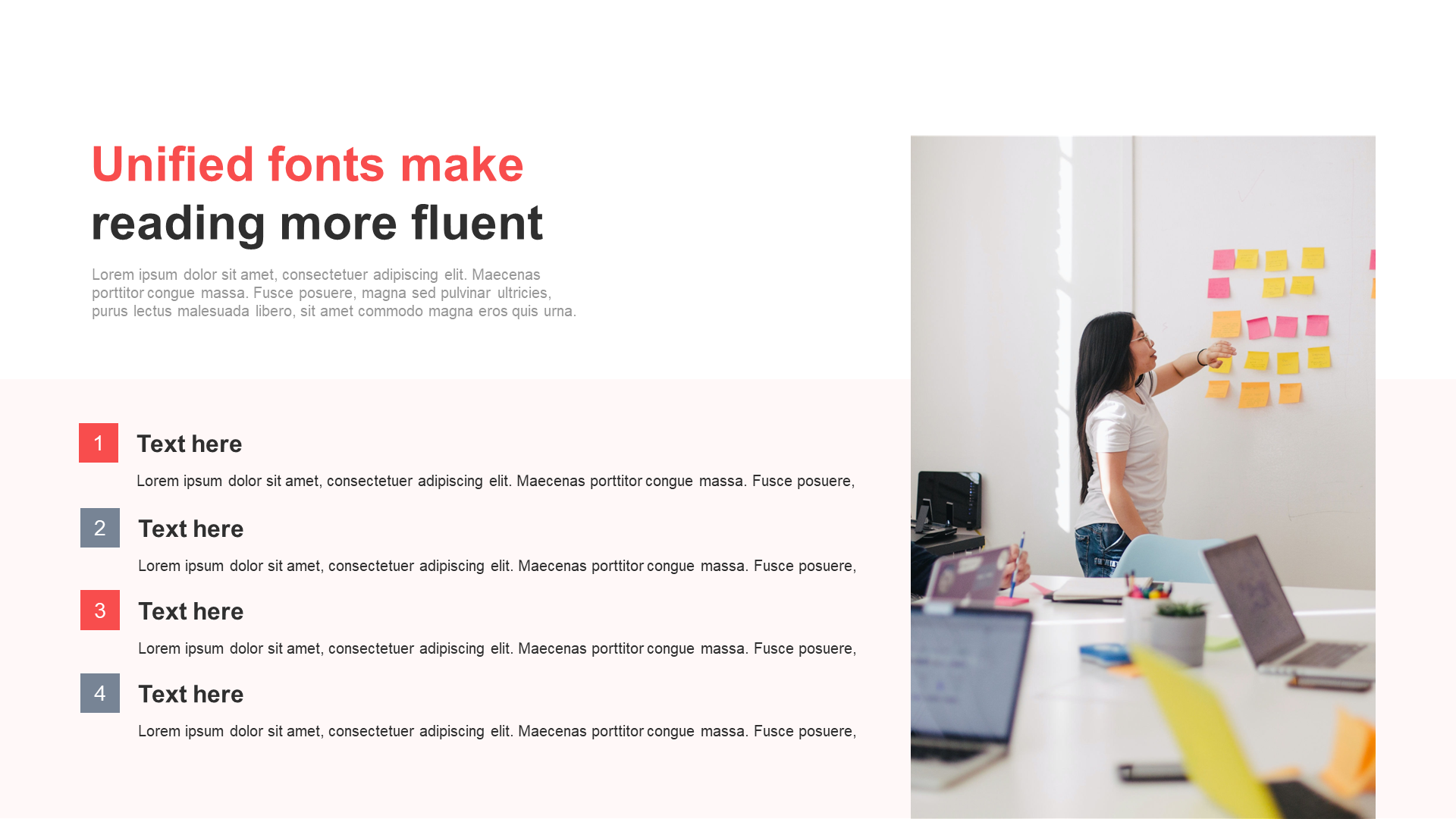 单色扁平2项PPT列表-iSlide