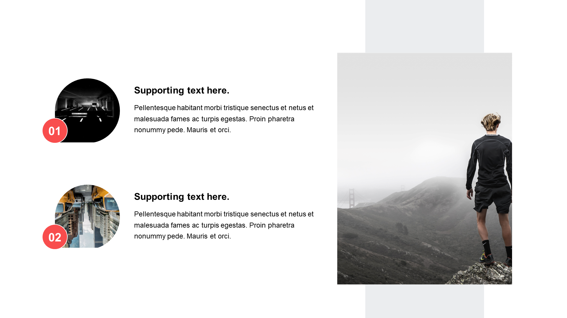 单色扁平2项PPT列表-iSlide