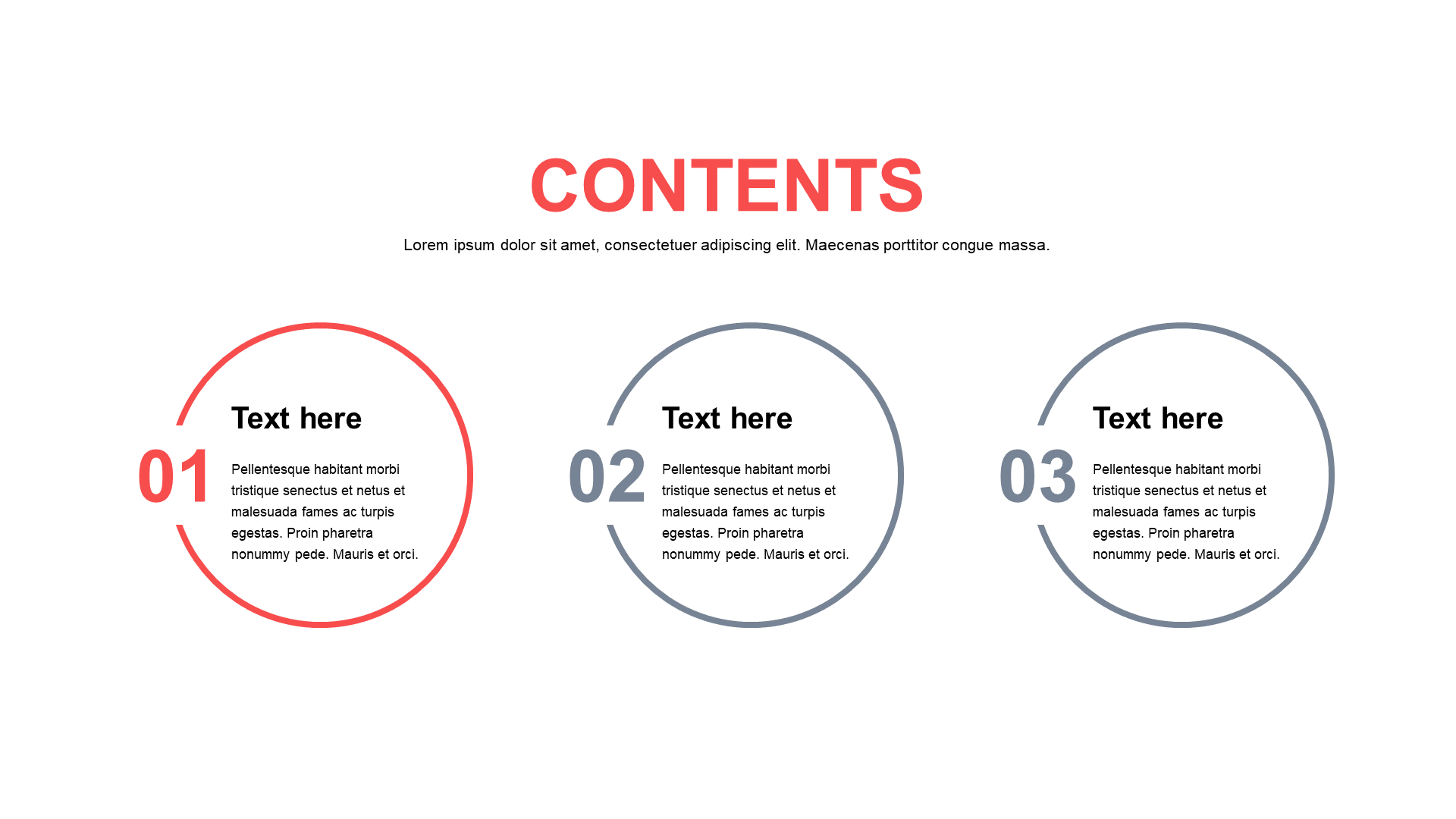 单色扁平3项PPT目录-iSlide