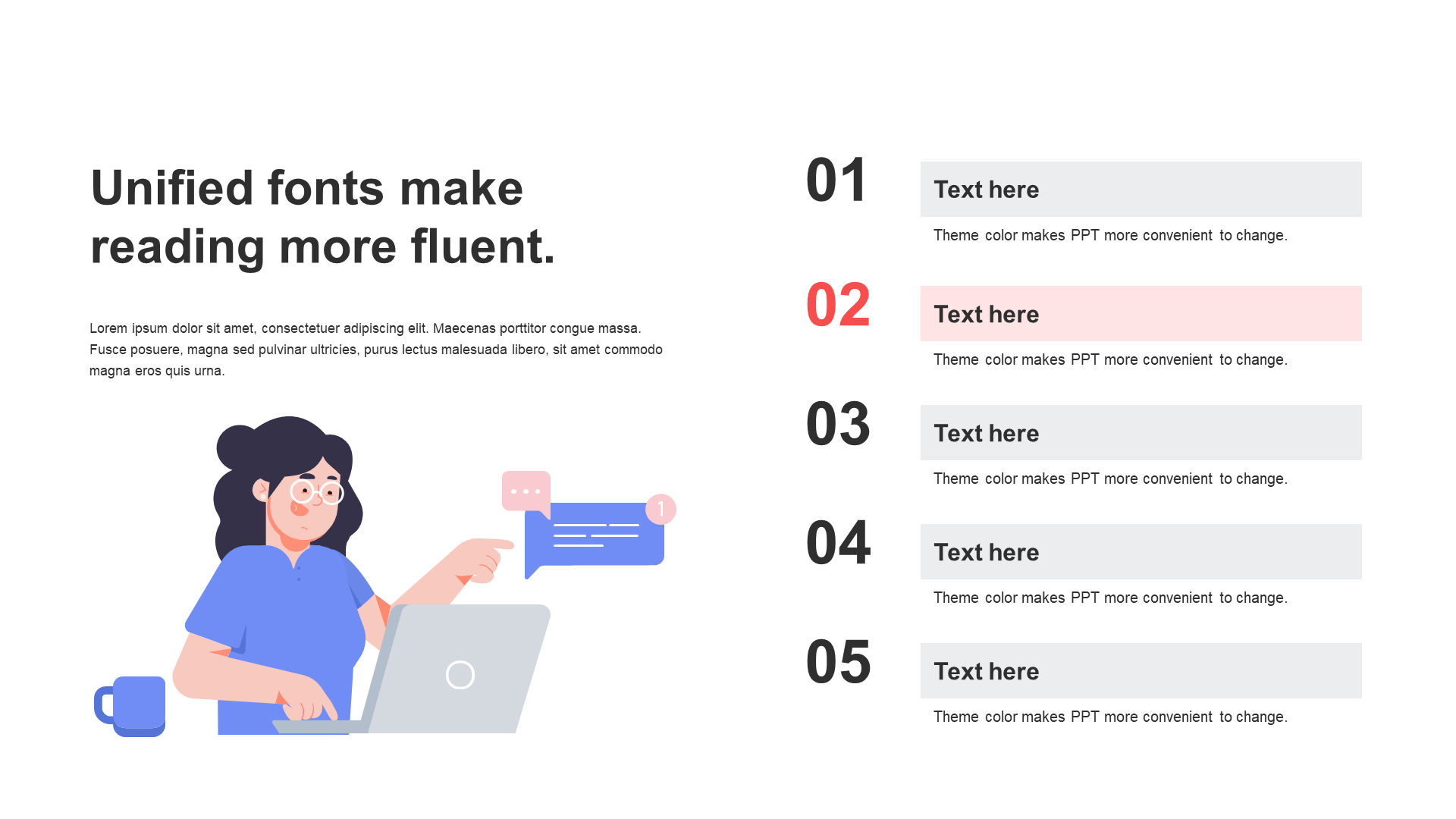 单色扁平PPT列表-iSlide