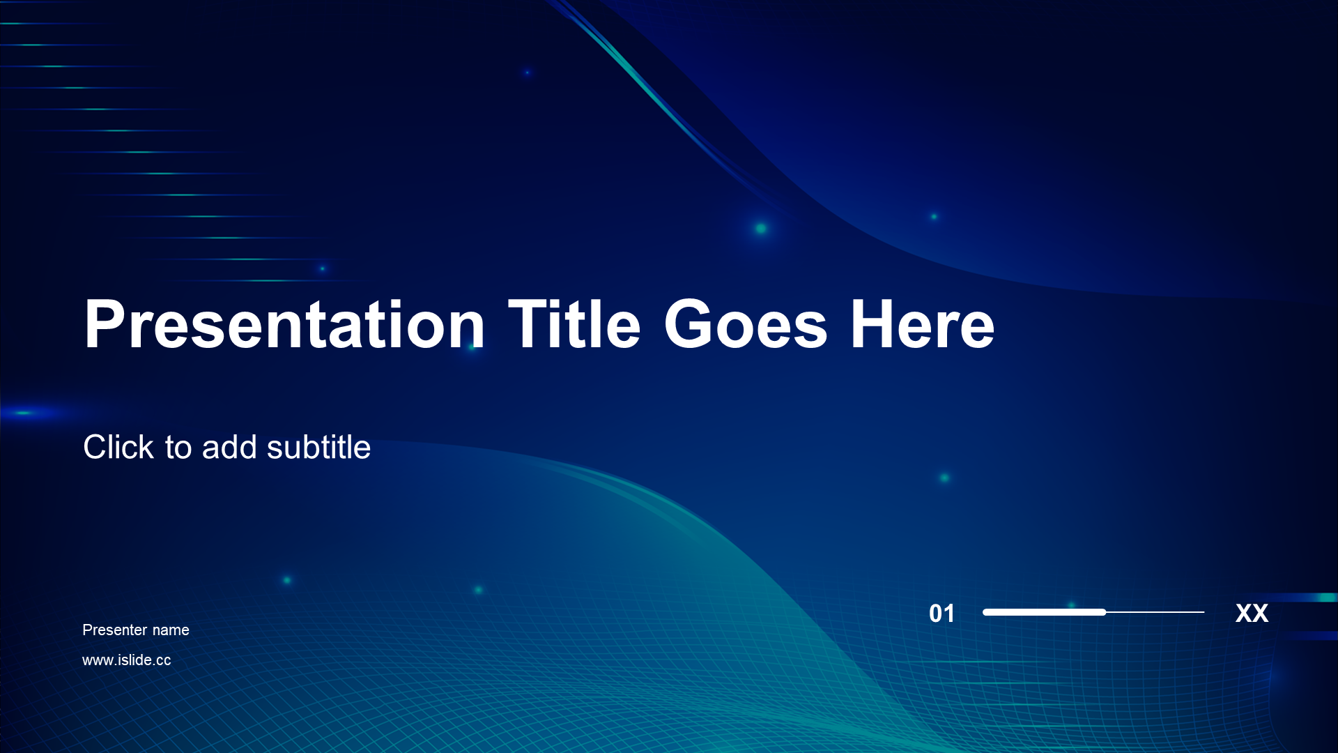 蓝色科技IT互联工作总结PPT-iSlide