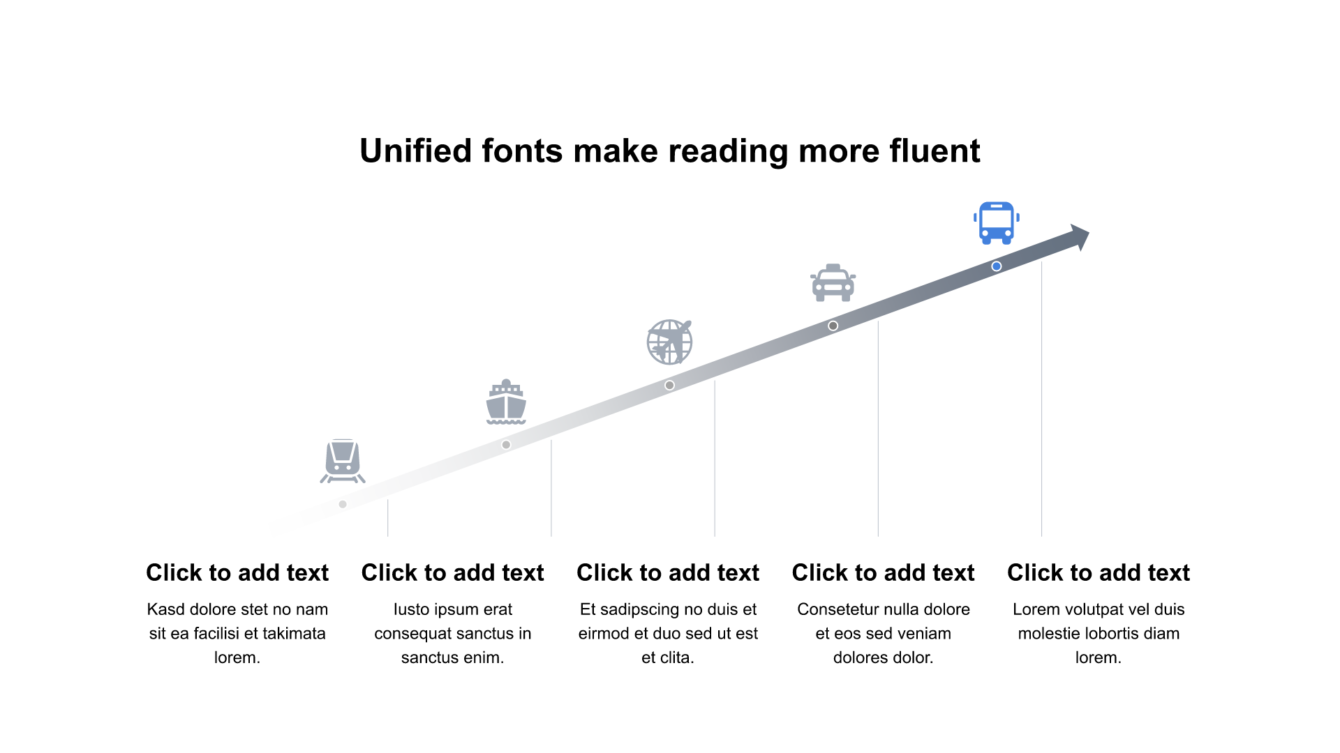 红色圆形扁平5项PPT流程-iSlide