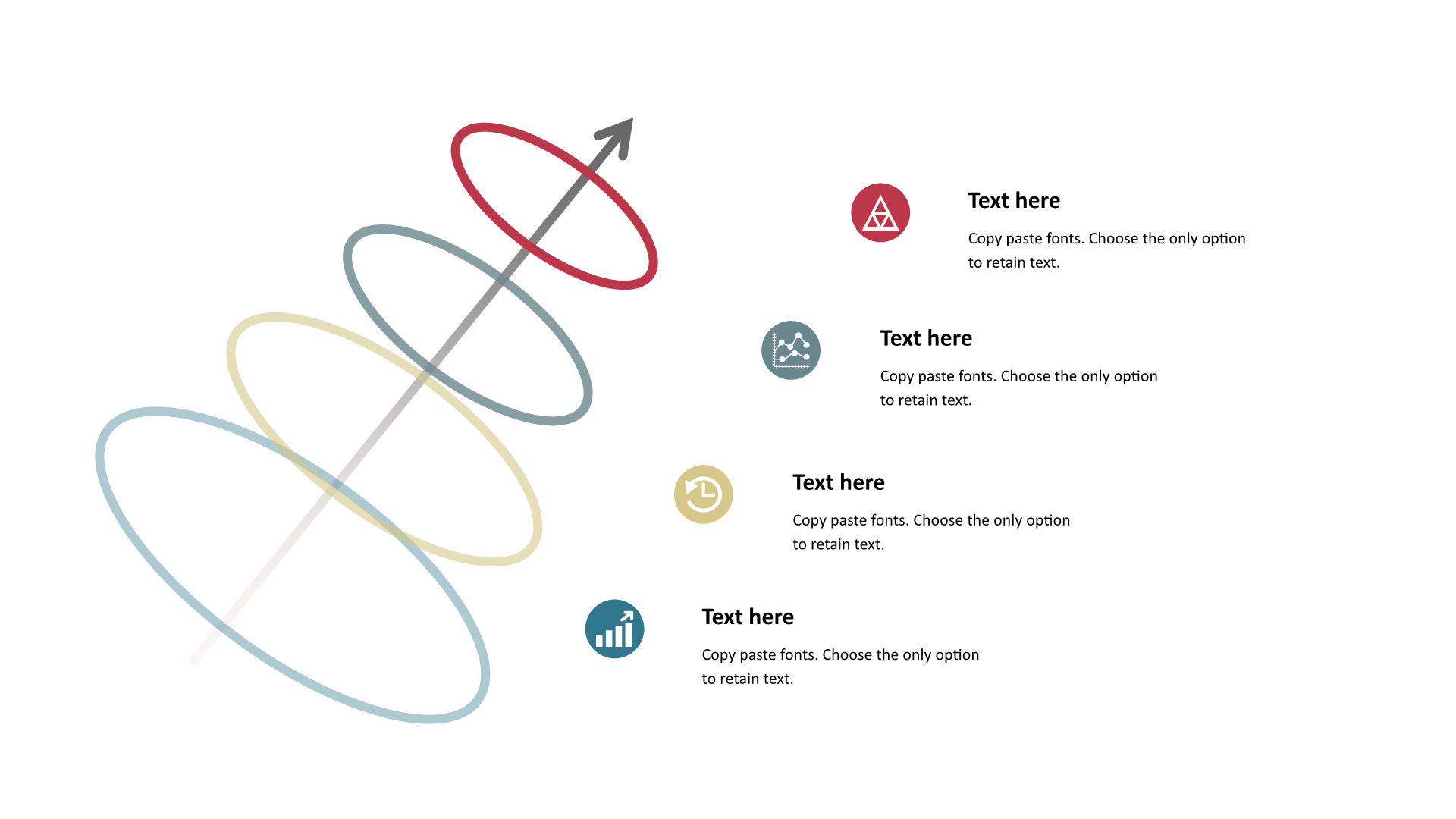 多色圆形扁平4项PPT流程-iSlide