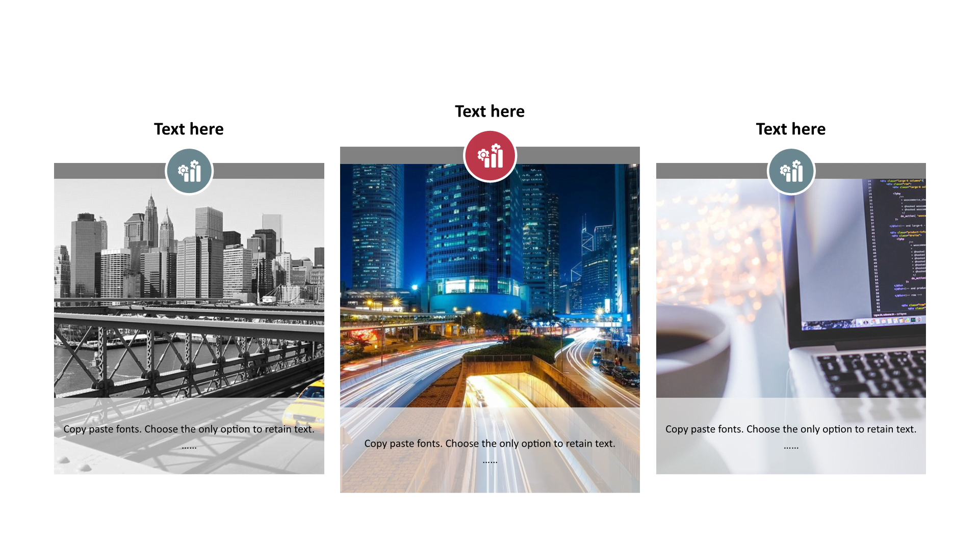 红色圆形扁平3项PPT列表-iSlide