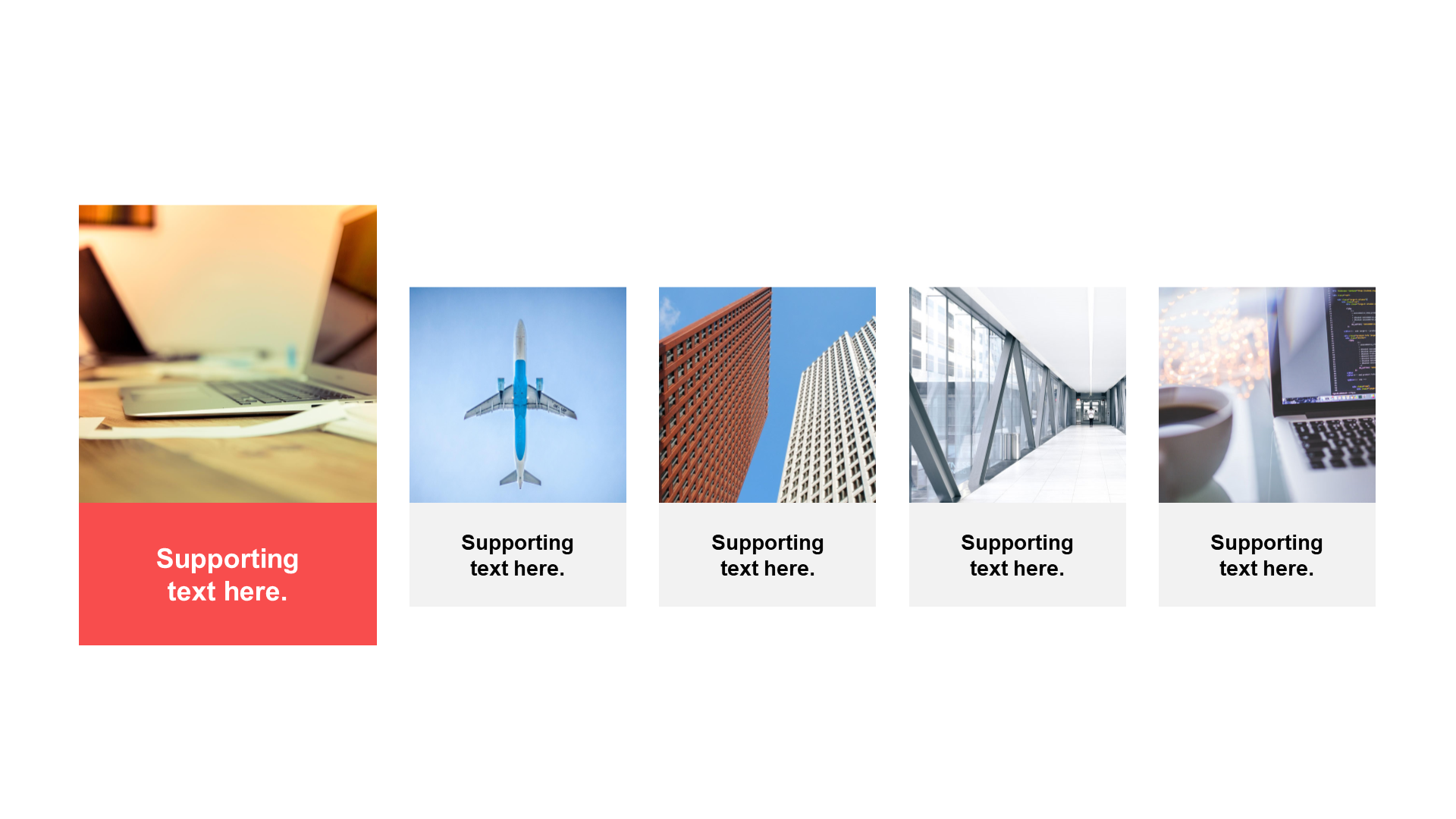 红色矩形扁平5项PPT关系-iSlide