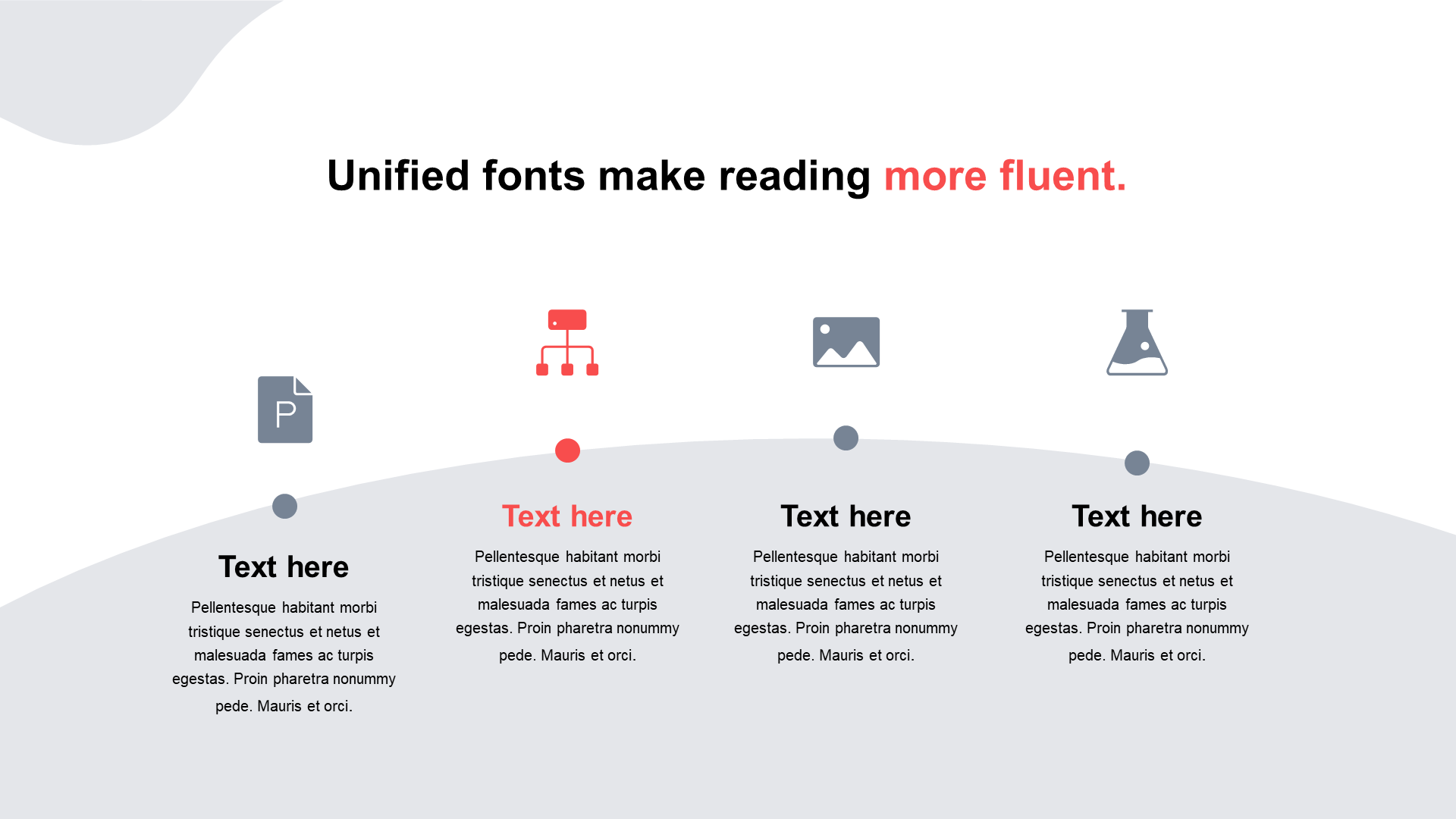 单色扁平4项PPT列表-iSlide